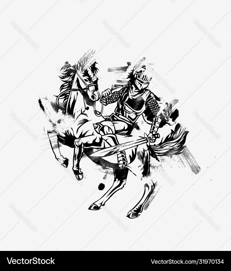 Spartan spear defensive attack - horse knight Vector Image