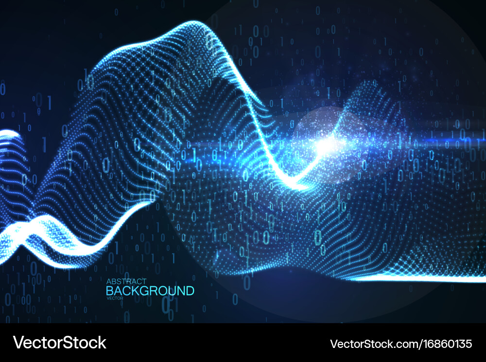 Abstract virtual digital wave of binary code Vector Image