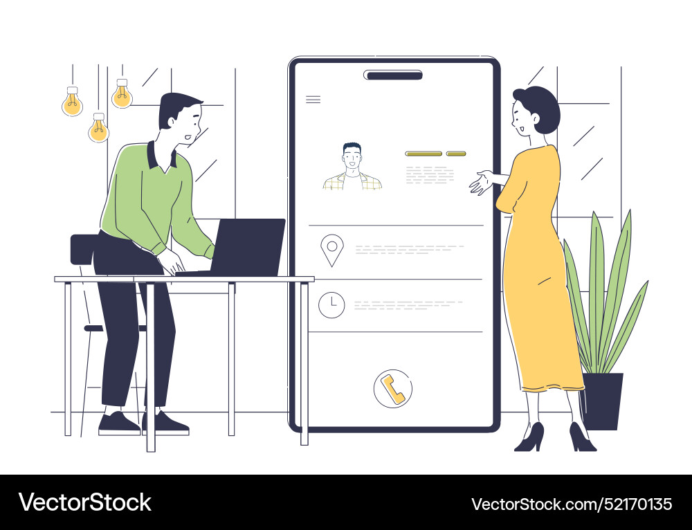 Appointment business application man and woman Vector Image