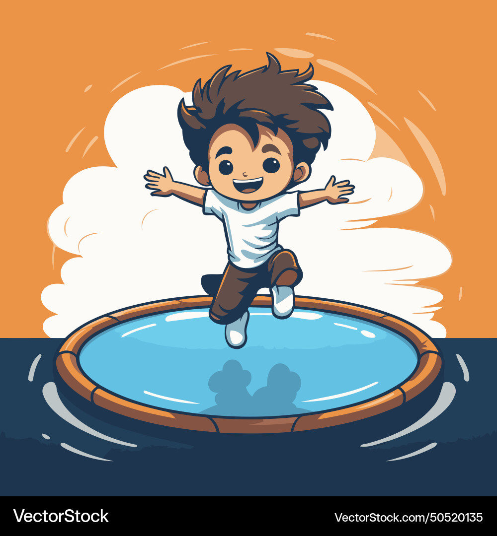 Boy jumping in a swimming pool cartoon isolated Vector Image