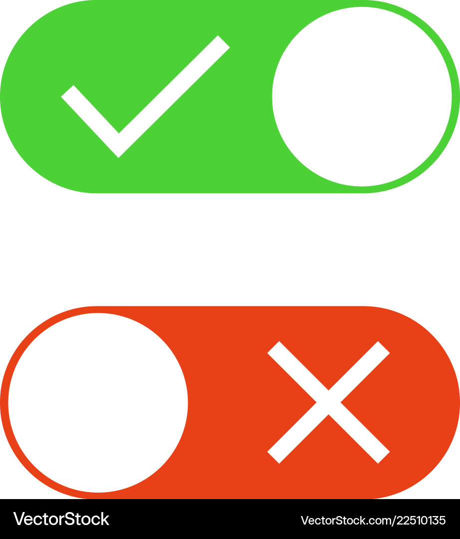 Check mark buttons and x Royalty Free Vector Image