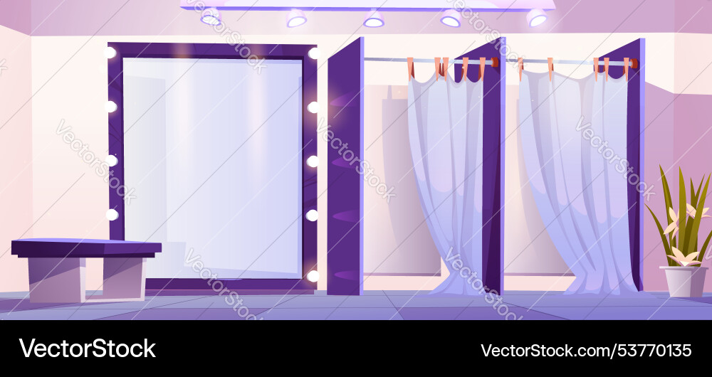 Fitting room in shop changing dress with mirror Vector Image