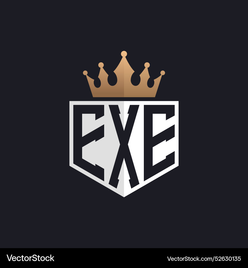 Luxury exe logo with crown elegant initials Vector Image