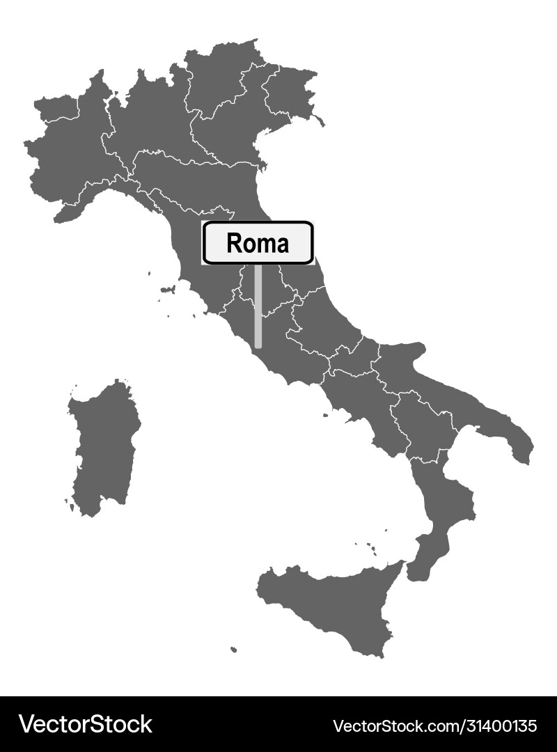 Map italy with road sign roma Royalty Free Vector Image