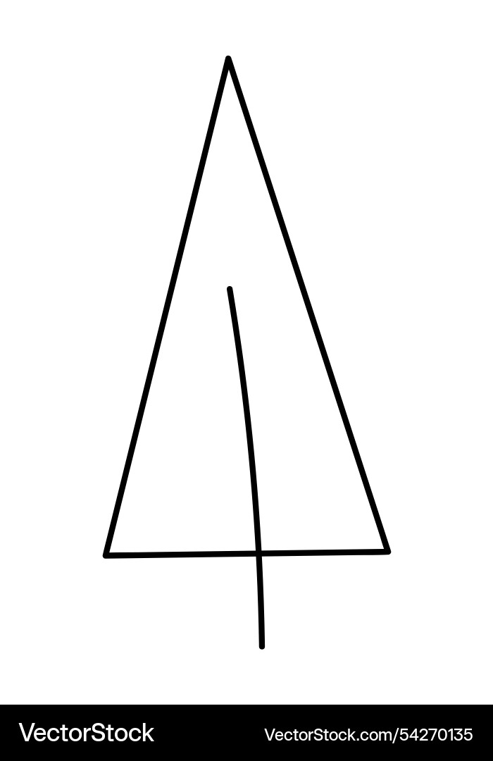 Narrow christmas tree doodle black and white Vector Image