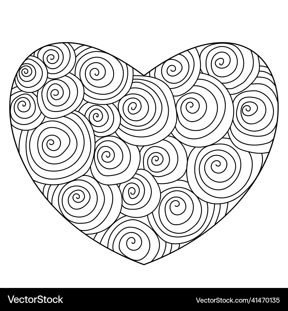 Outline heart with ornate spiral patterns Vector Image