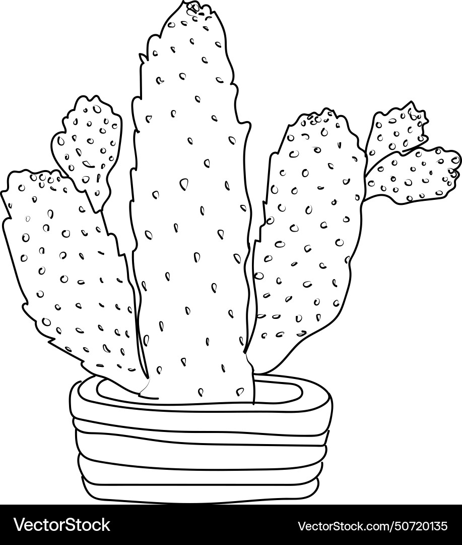 Realistic cactus coloring page Royalty Free Vector Image