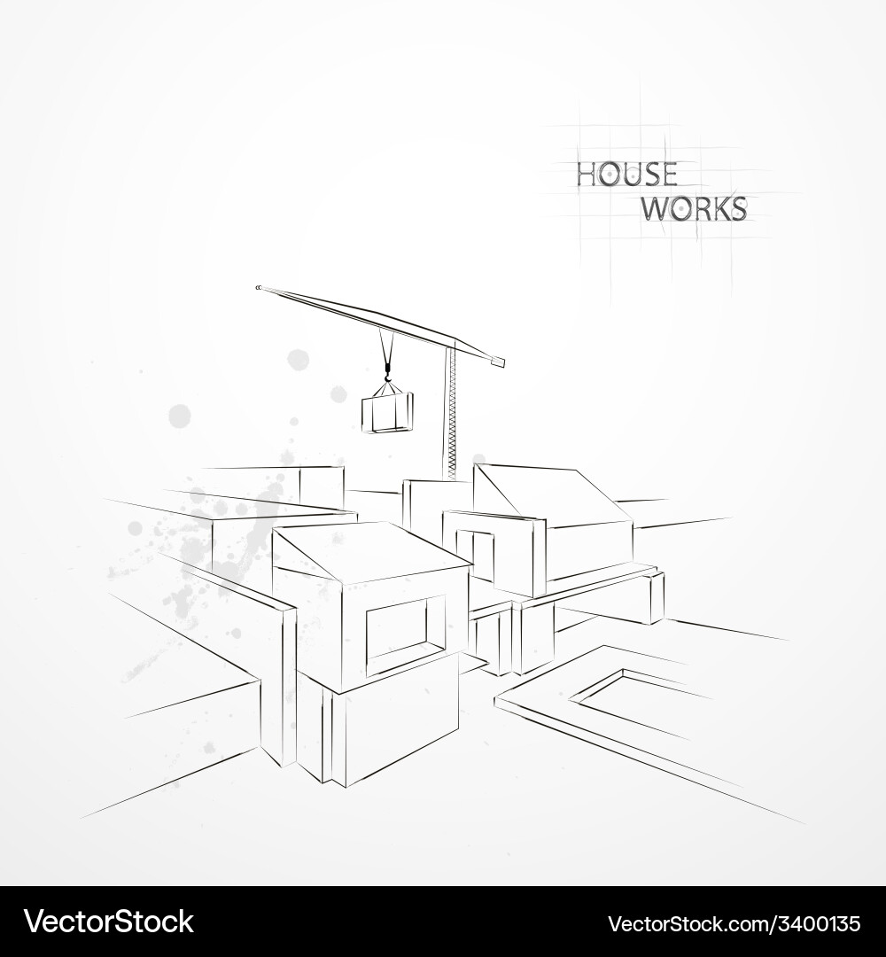 Sketch drawing construction Royalty Free Vector Image