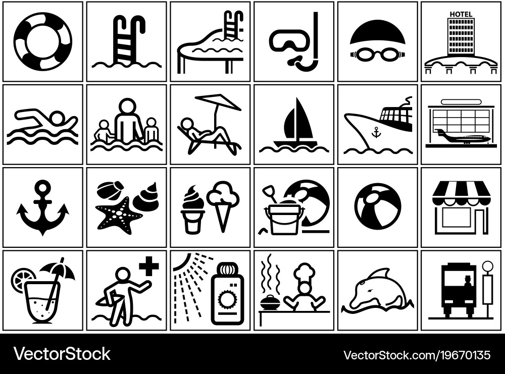 Summer vacation icon collection Royalty Free Vector Image