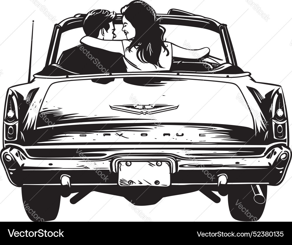 Windblown affection iconic emblem of convertible Vector Image