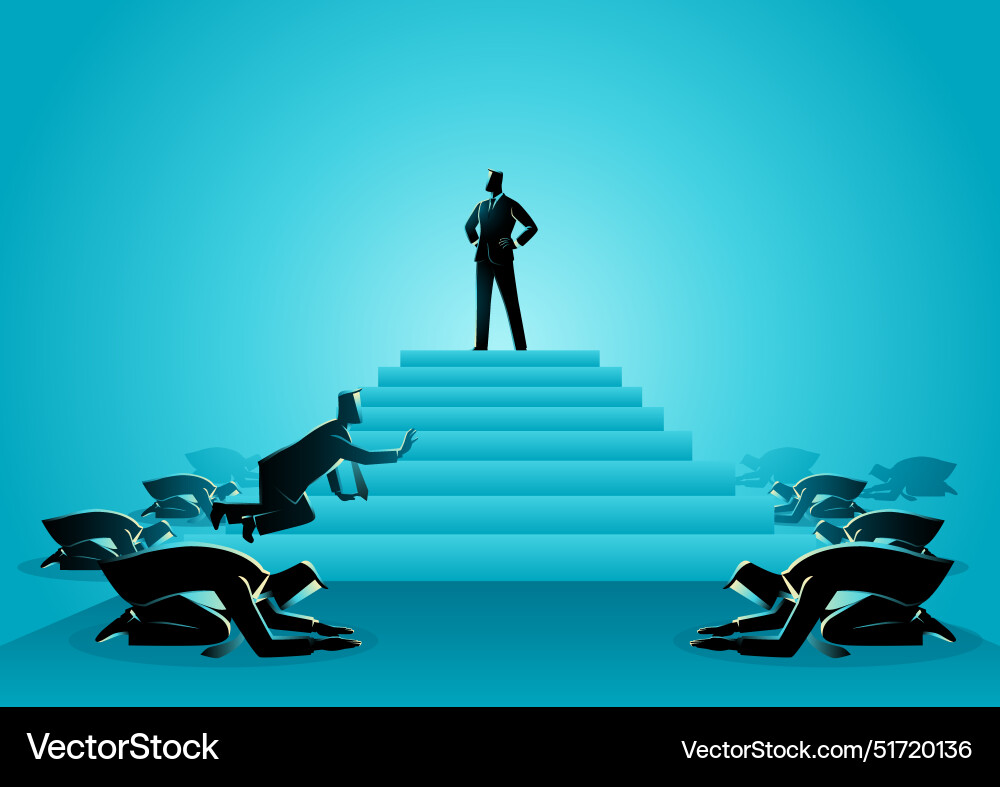 Businessman silhouette worship dictator Royalty Free Vector