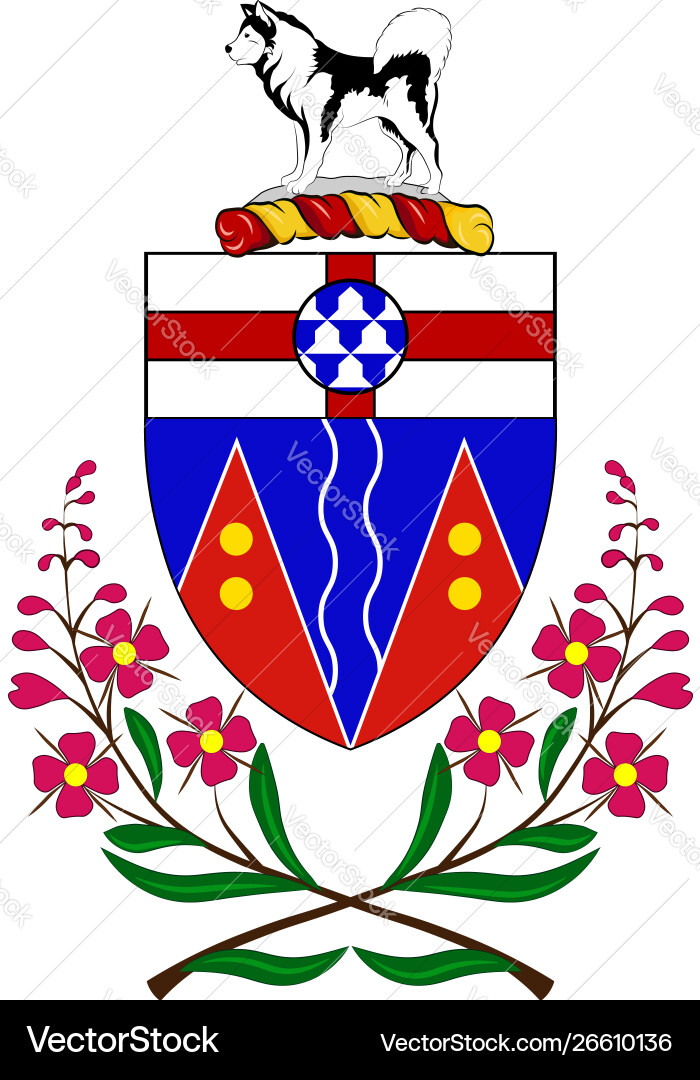 Coat arms yukon in canada Royalty Free Vector Image