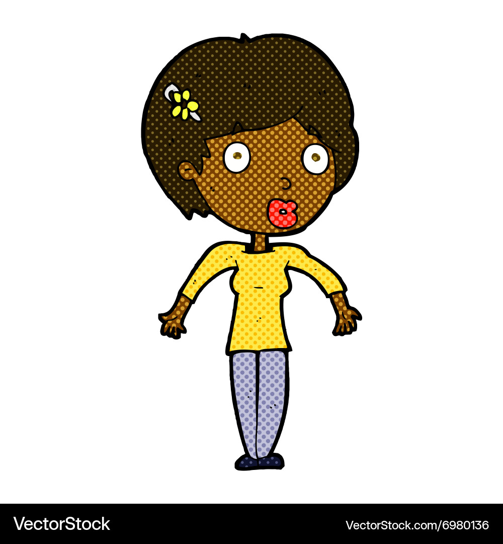 Comic cartoon shocked woman Royalty Free Vector Image