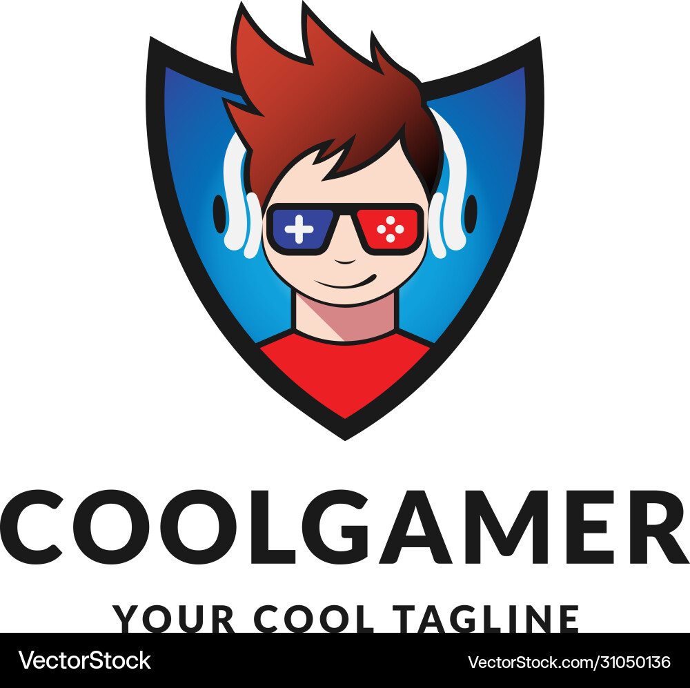 Cool gamer video gaming logo design Royalty Free Vector