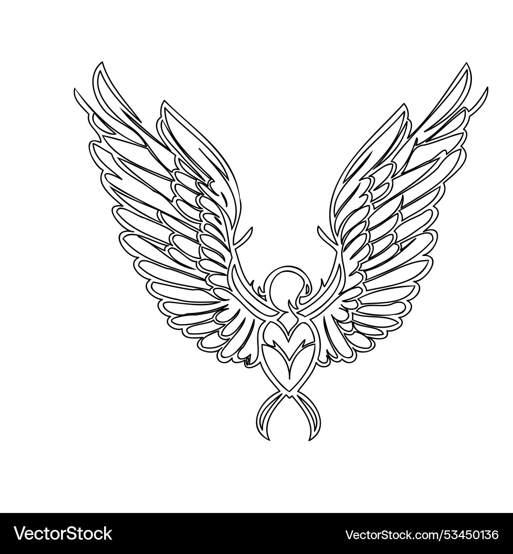 Cupid wings outline sketch Royalty Free Vector Image