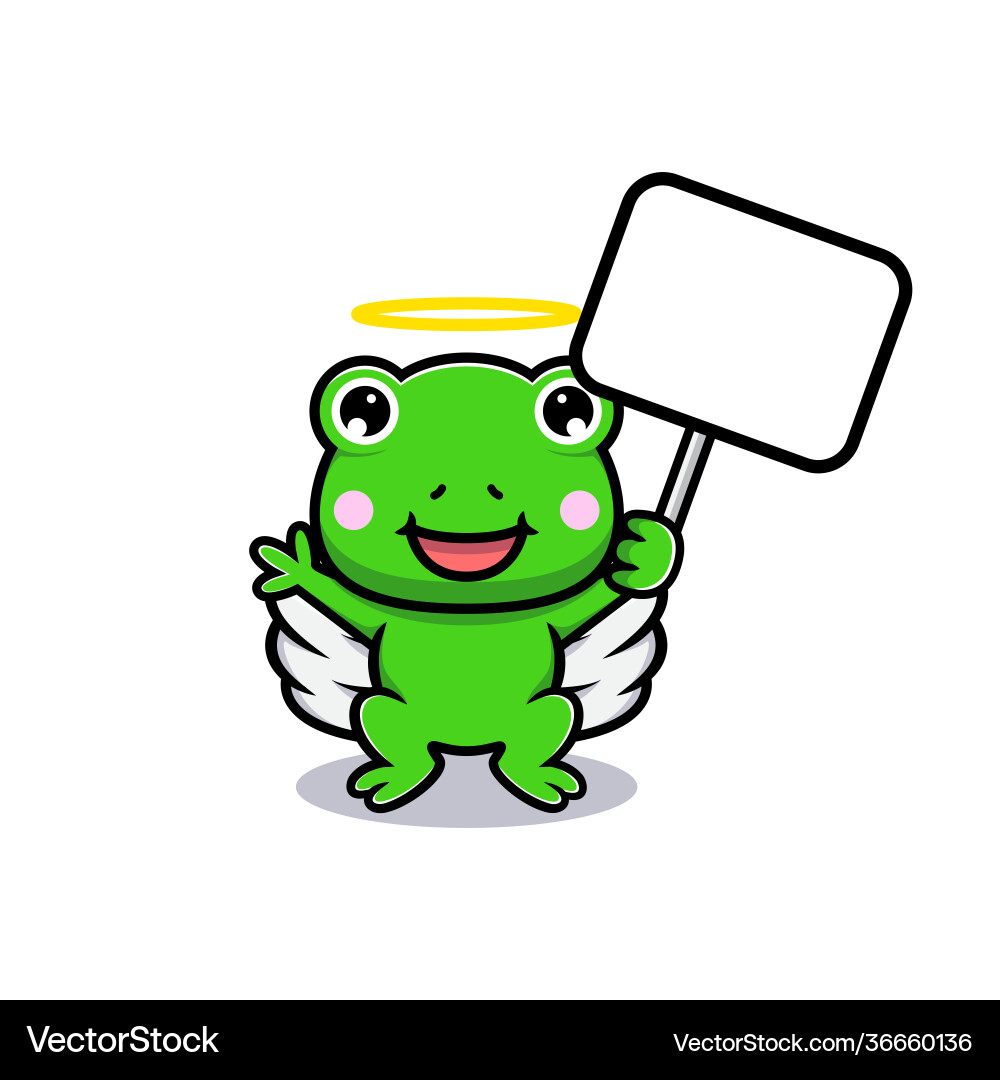 Design cute frog with white blank text board Vector Image