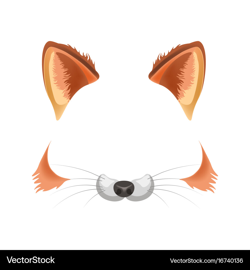 Fox animal face filter template video chat photo Vector Image