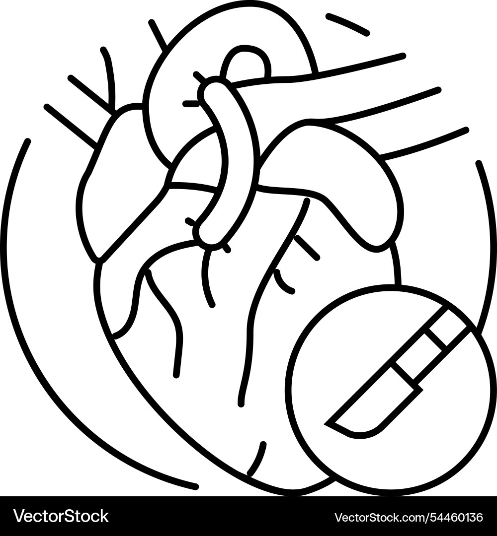 Heart bypass surgery line icon Royalty Free Vector Image