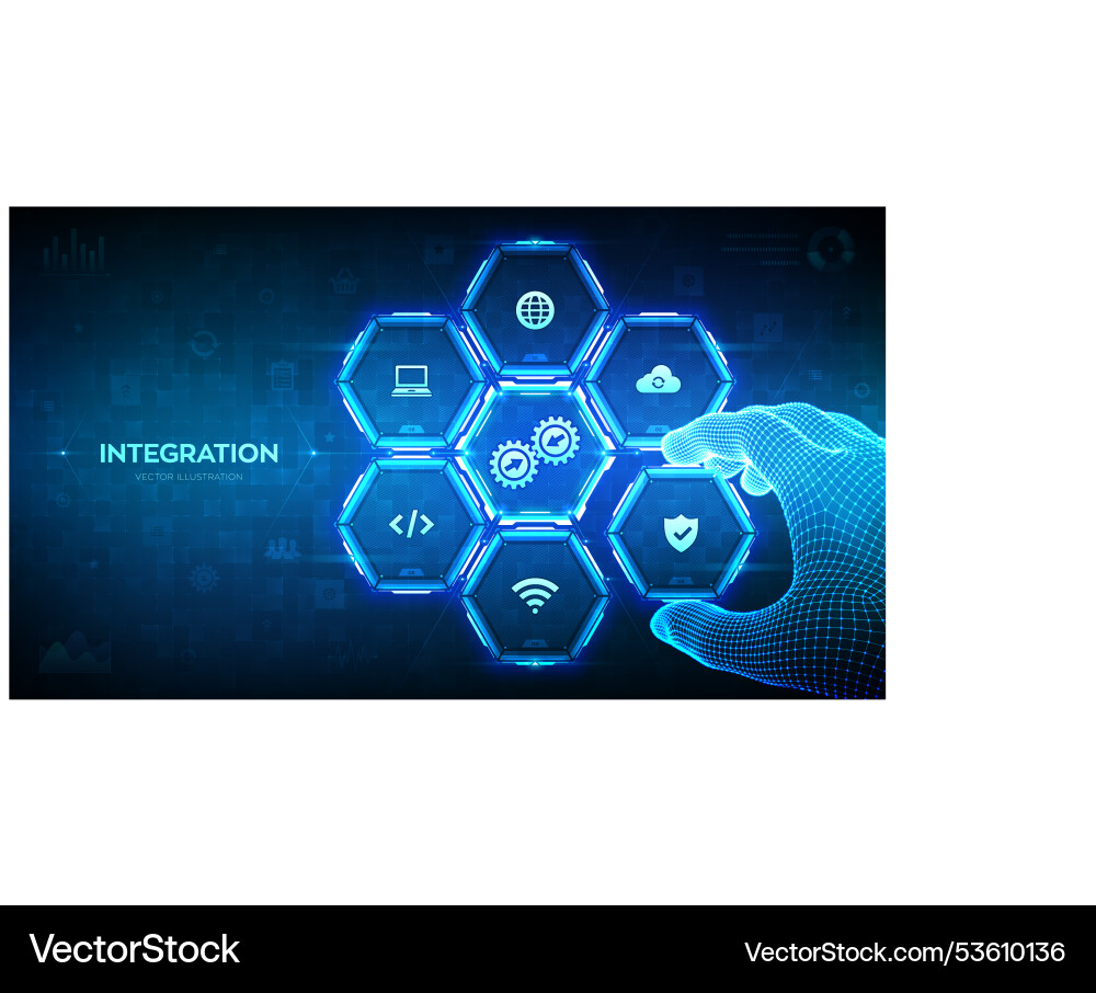 Integration data system system integration Vector Image
