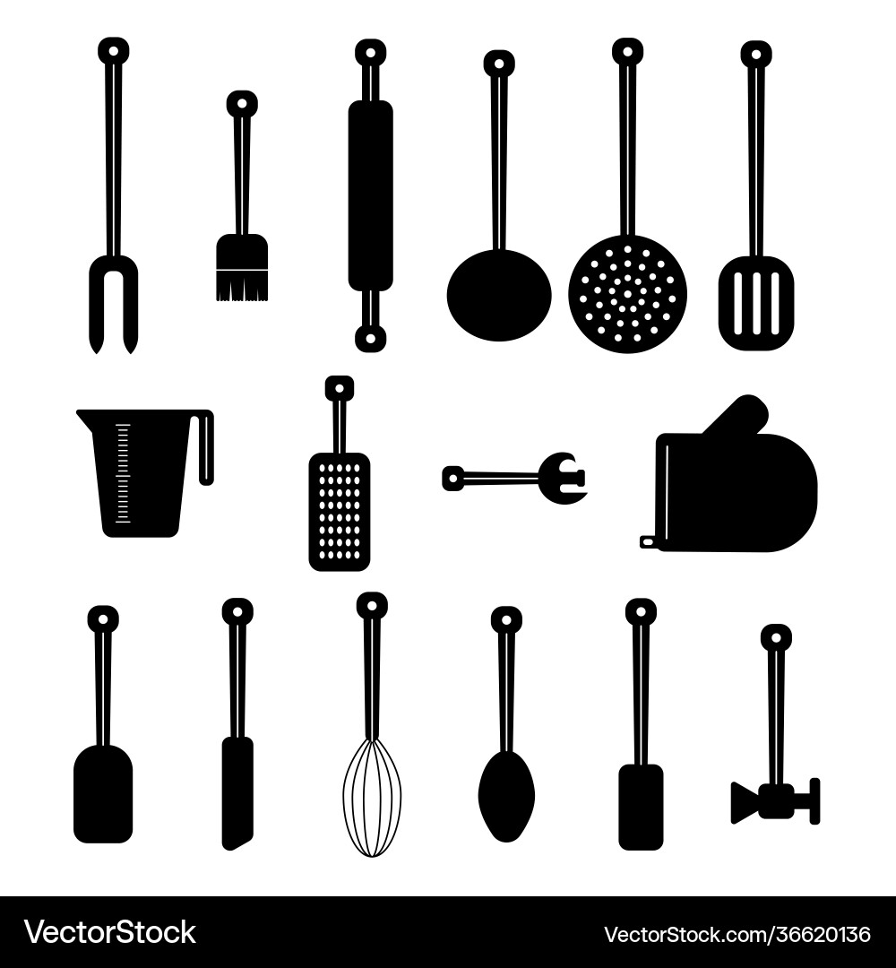 Kitchen utensil cookware set Royalty Free Vector Image