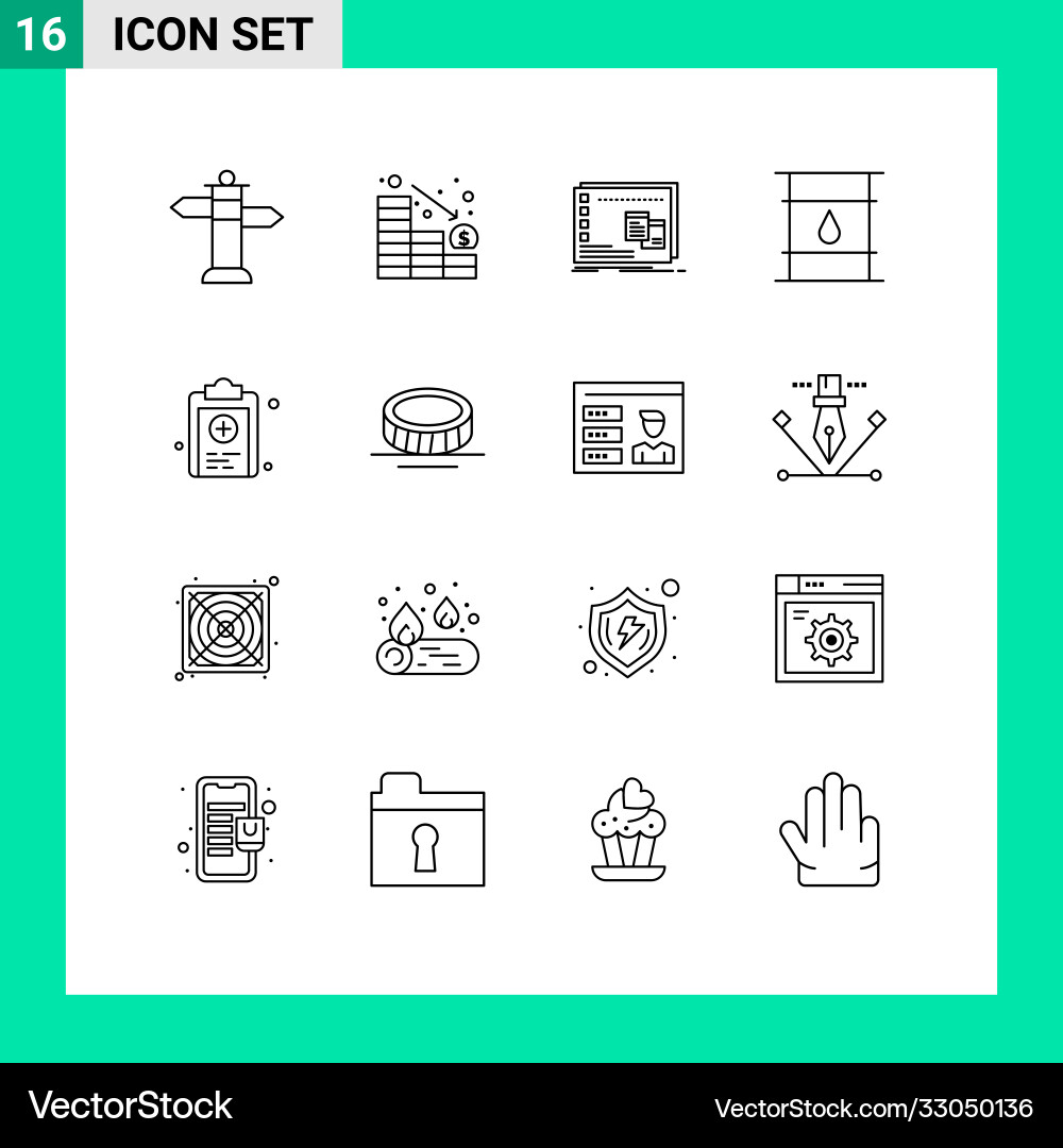 Modern set 16 outlines and symbols Royalty Free Vector Image