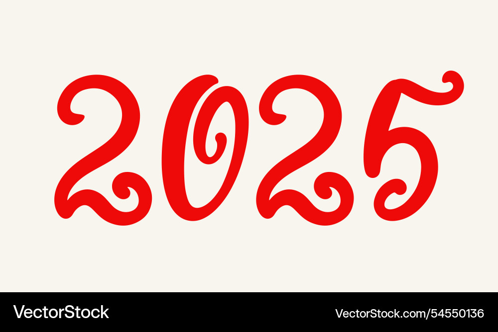 New year 2025 hand lettering banner numbers Vector Image