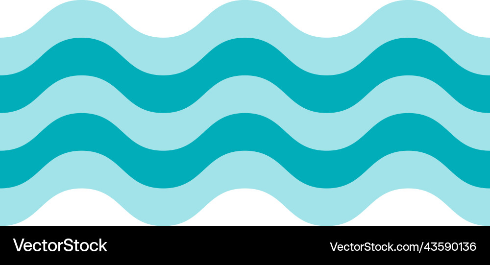 Ocean waves blue stylized water horizontal Vector Image