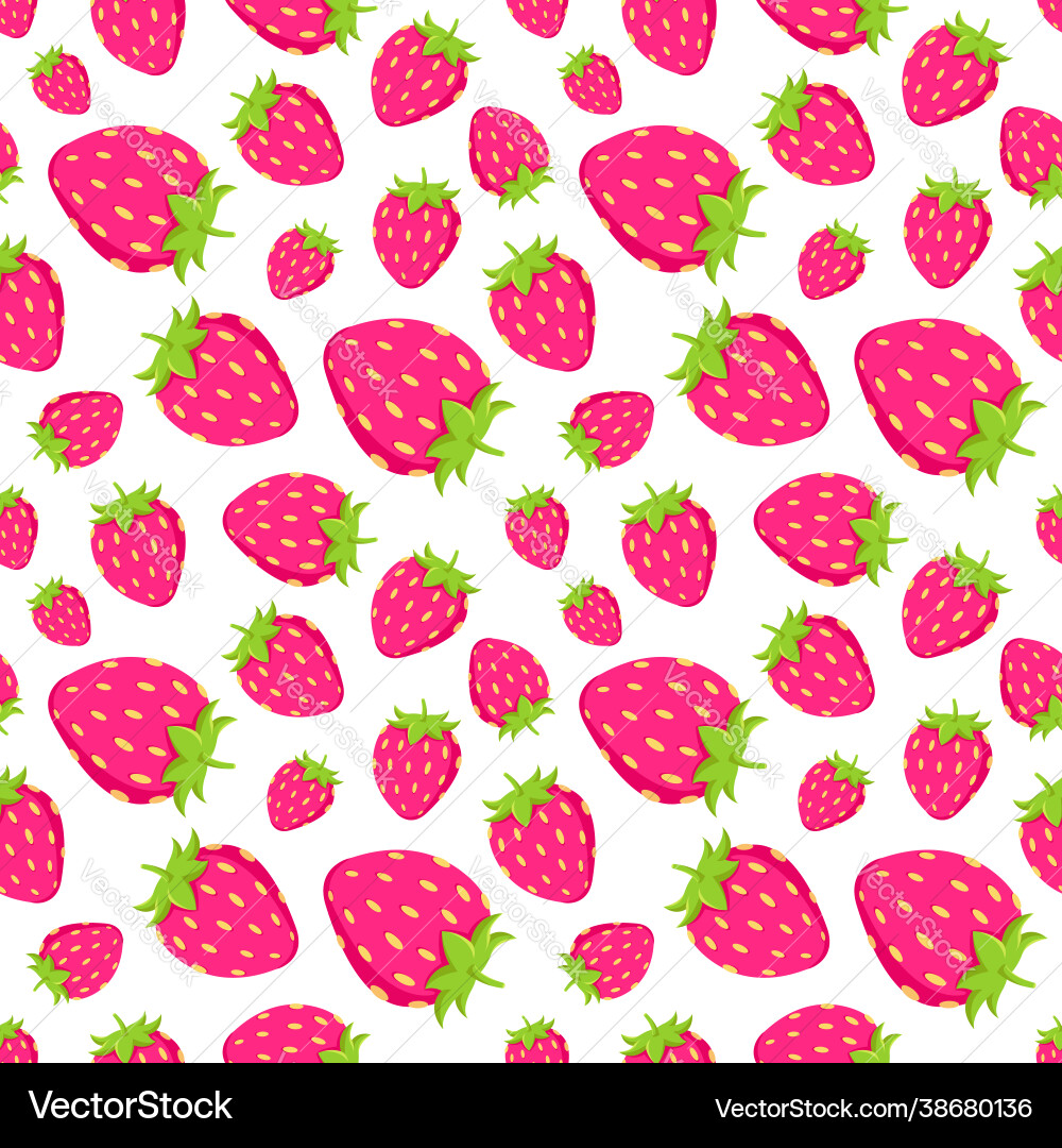 Pink juicy strawberrie patterns for fabric Vector Image
