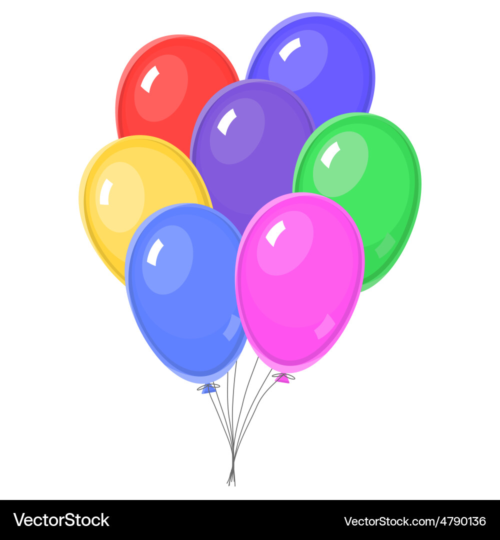 Seven colorful balloons Royalty Free Vector Image