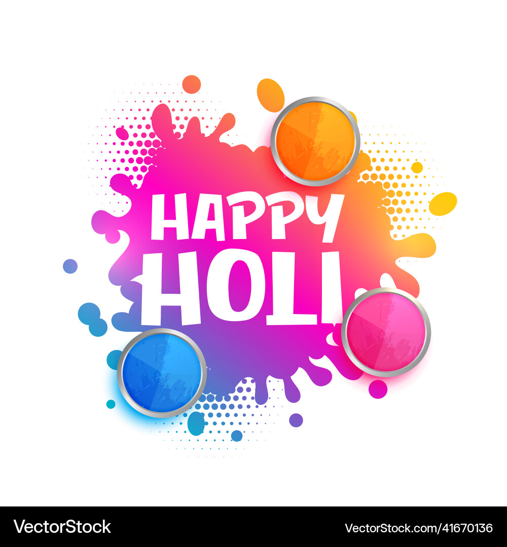 Watercolor splash with gulal color plates Vector Image