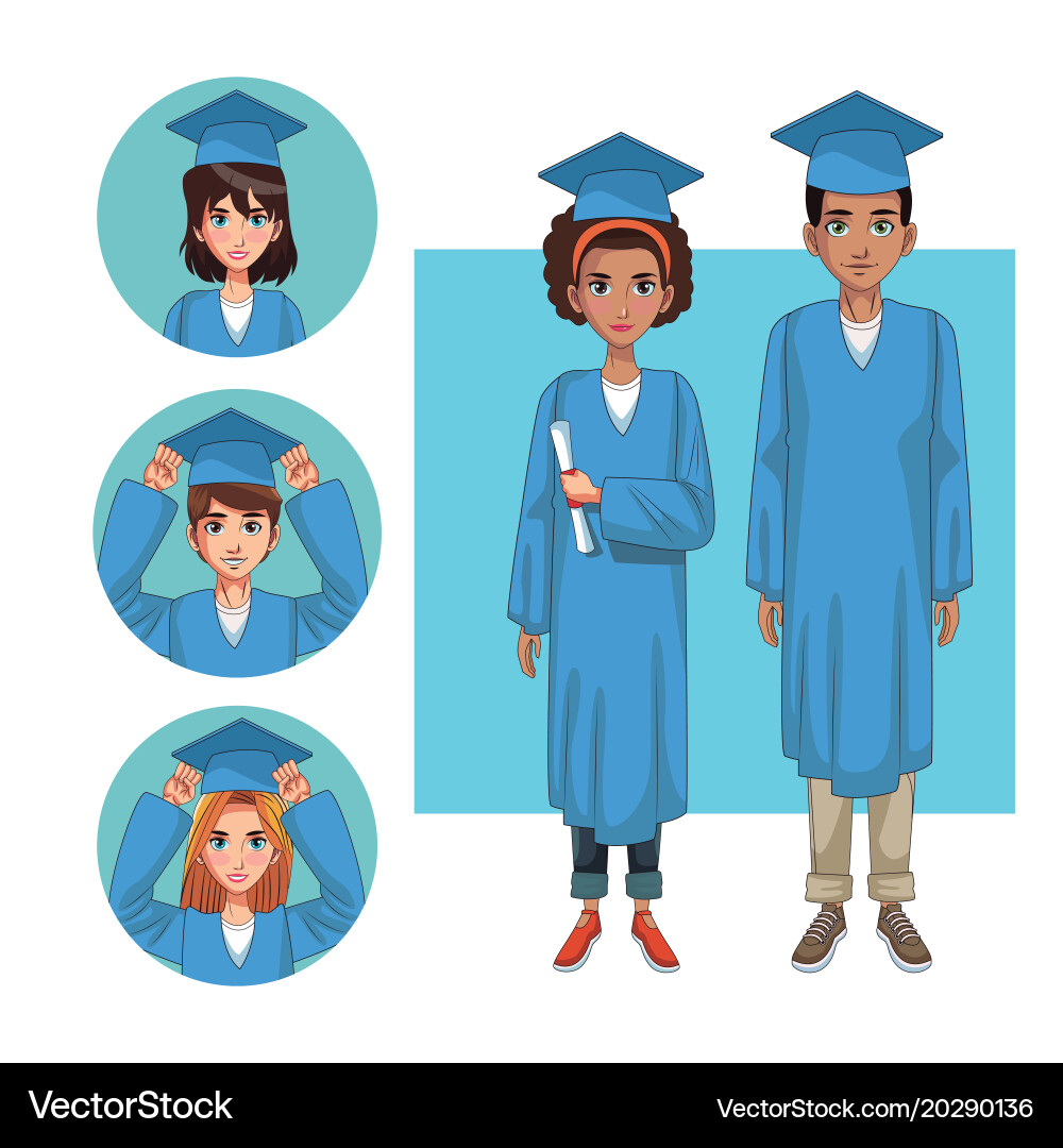 Junge Studenten Cartoons Lizenzfreies Vektorbild