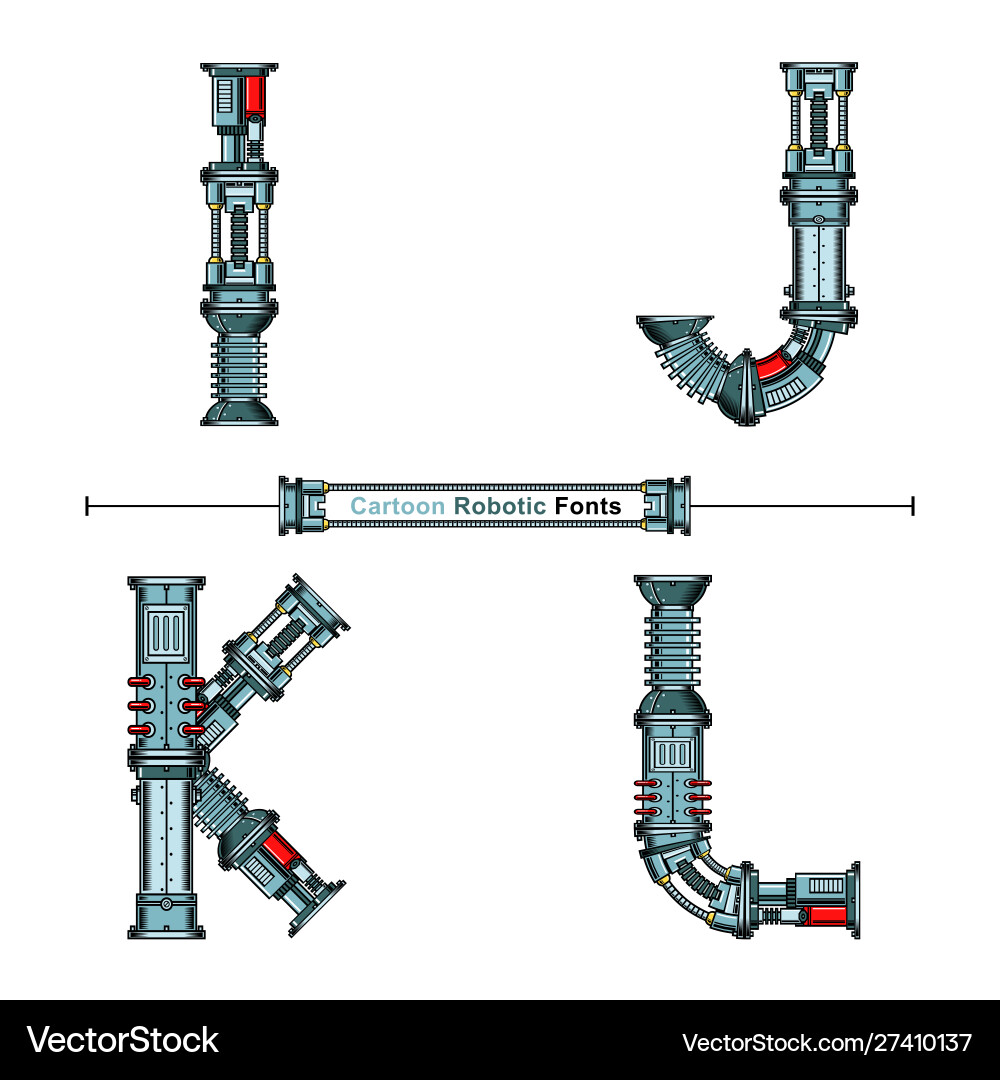 Alphabet typography font cartoon robotic style Vector Image