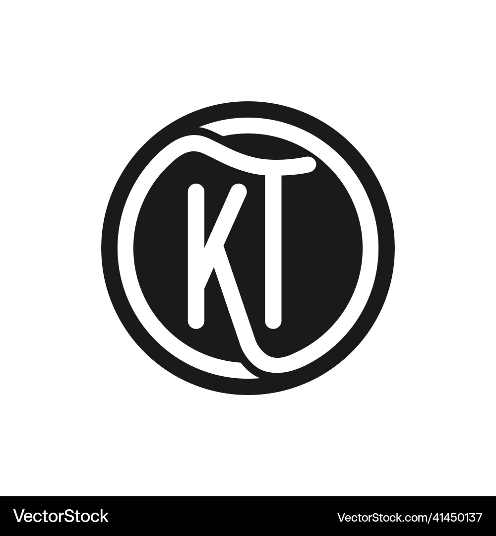 Circle logo with letter kt Royalty Free Vector Image