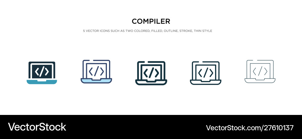 Compiler icon in different style two colored Vector Image