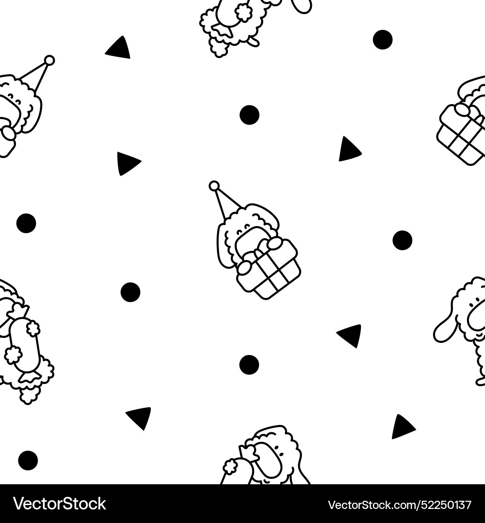 Cute kawaii dog seamless pattern coloring page Vector Image