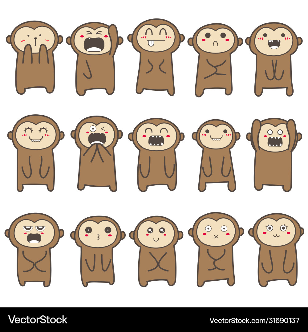 Cute monkey character design Royalty Free Vector Image