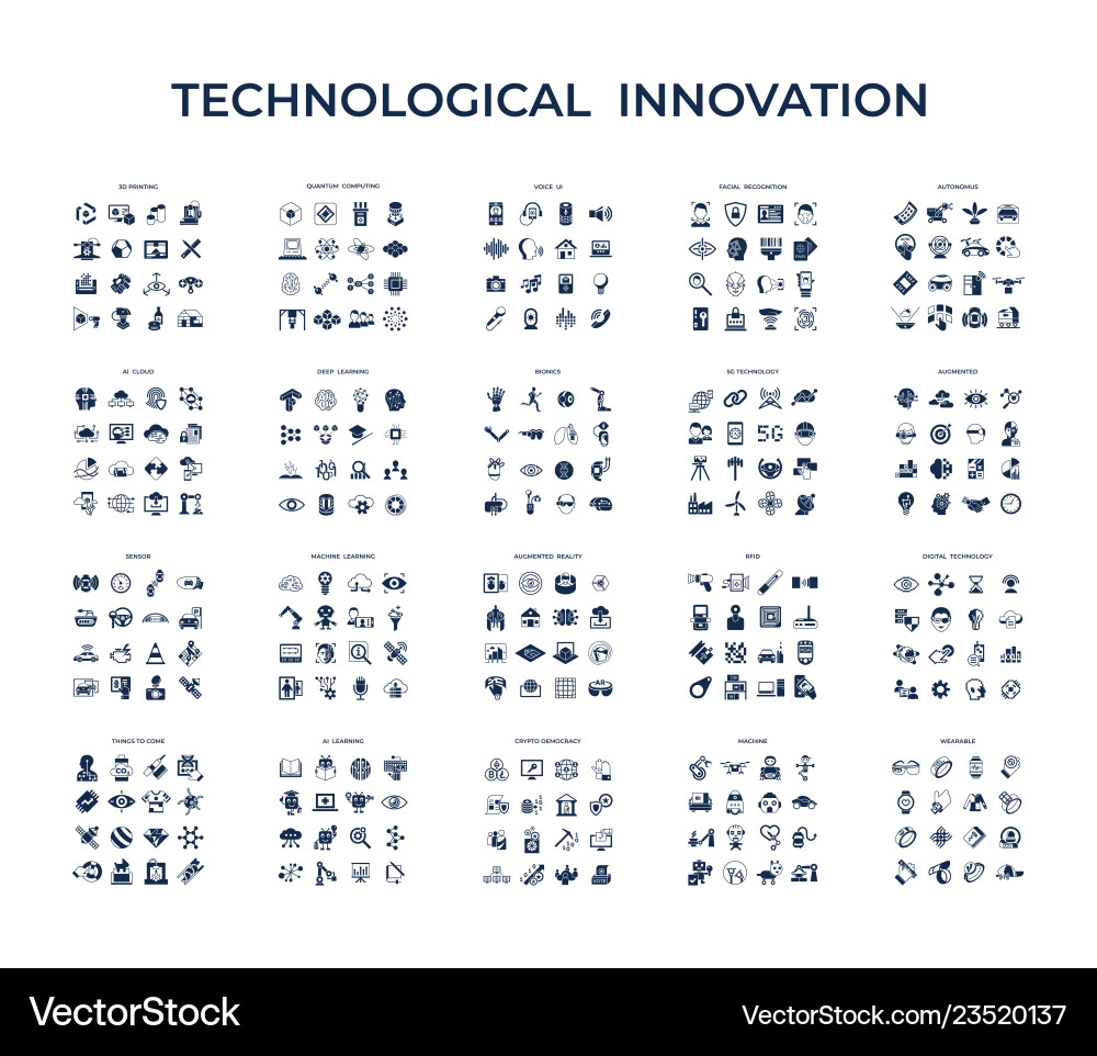Digital technology icons set Royalty Free Vector Image