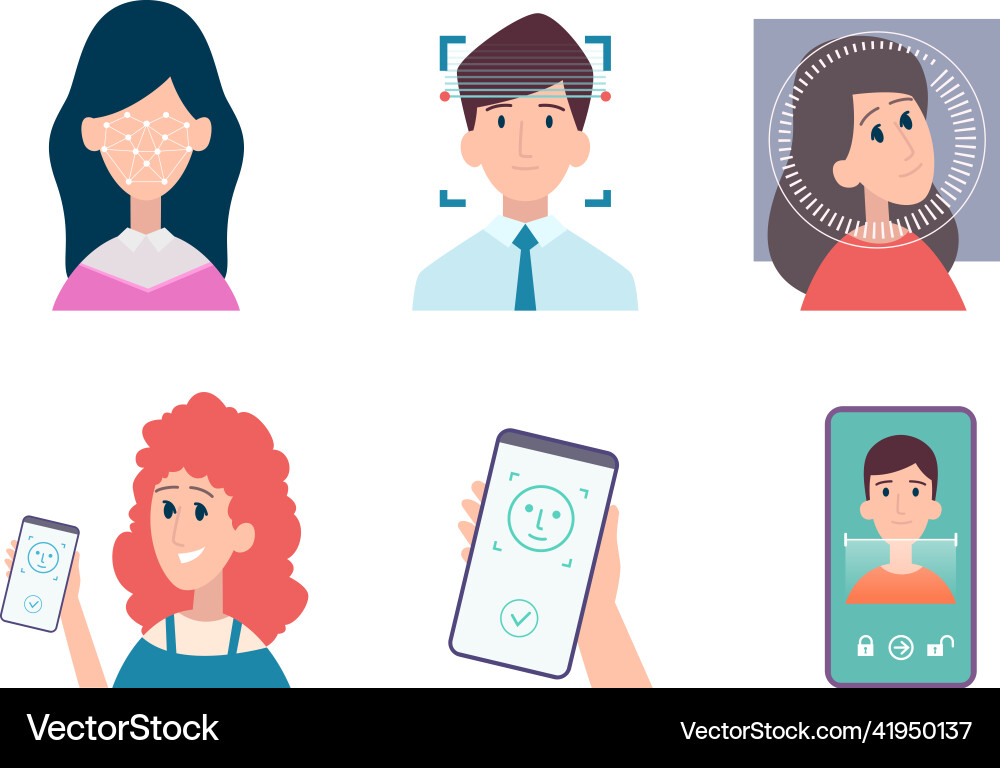 Face identification id biometrical people Vector Image