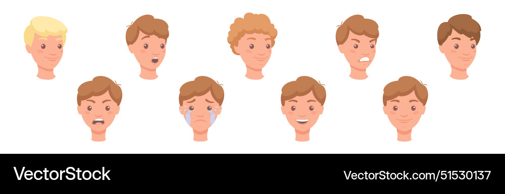 Man head showing face expression and emotion front