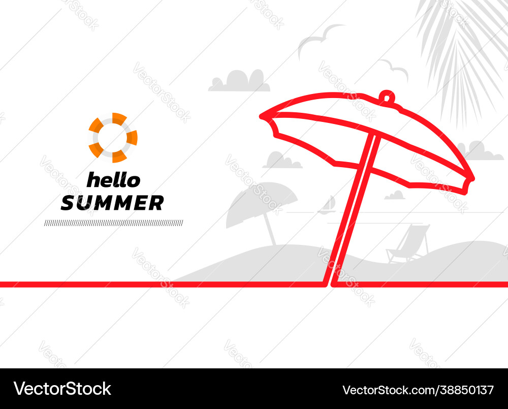 Minimal Hello Summer Line Art Royalty Free Vector Image