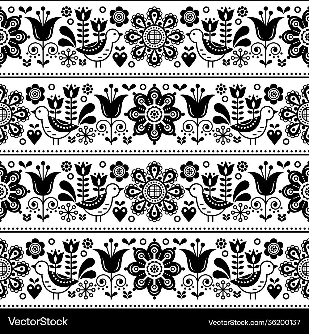 Nordic Floral Seamless Pattern Royalty Free Vector Image