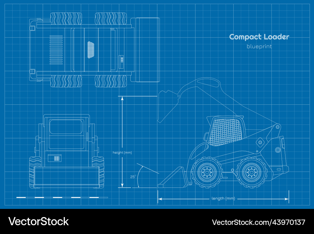 Outline compact loader contour side front top Vector Image