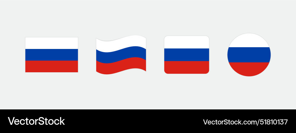 Russia flag set of russia flags collection Vector Image