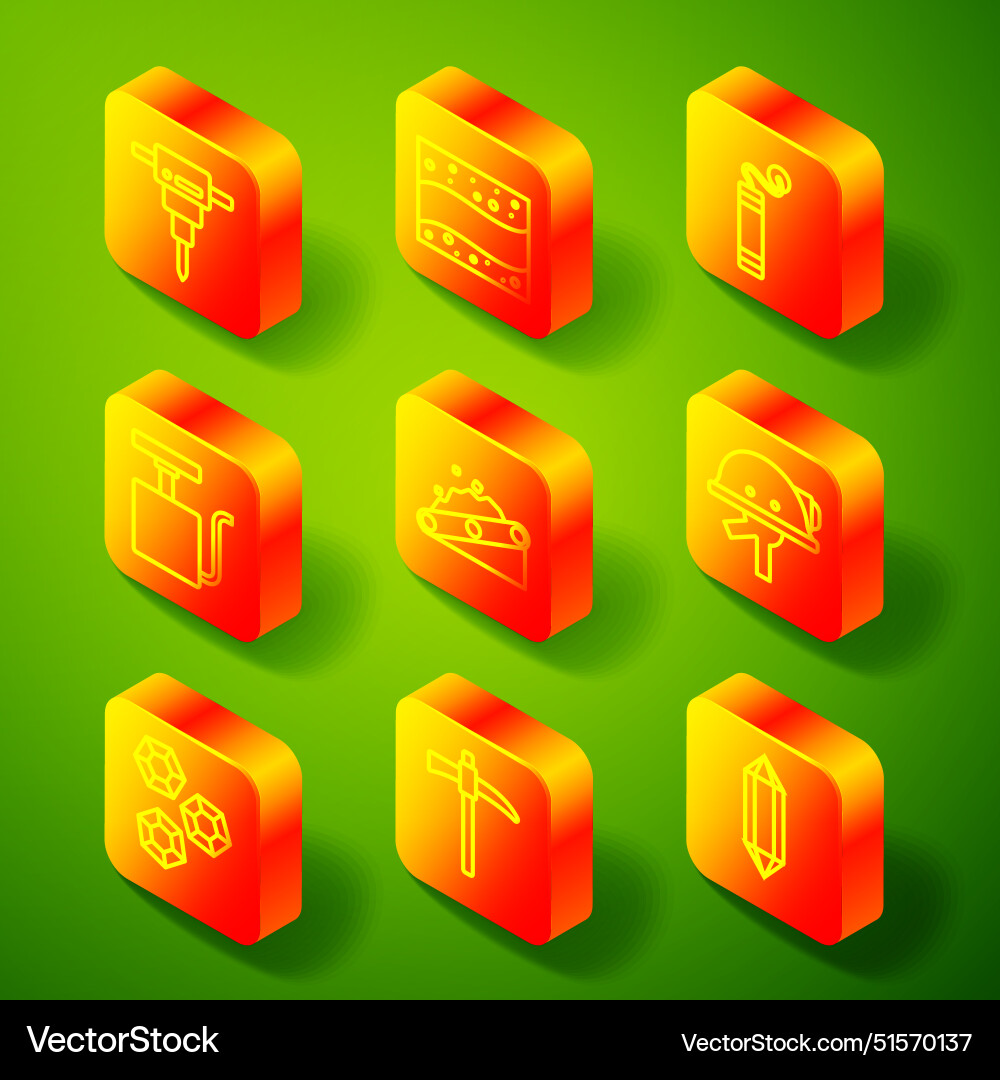 Set line construction jackhammer gold mine Vector Image