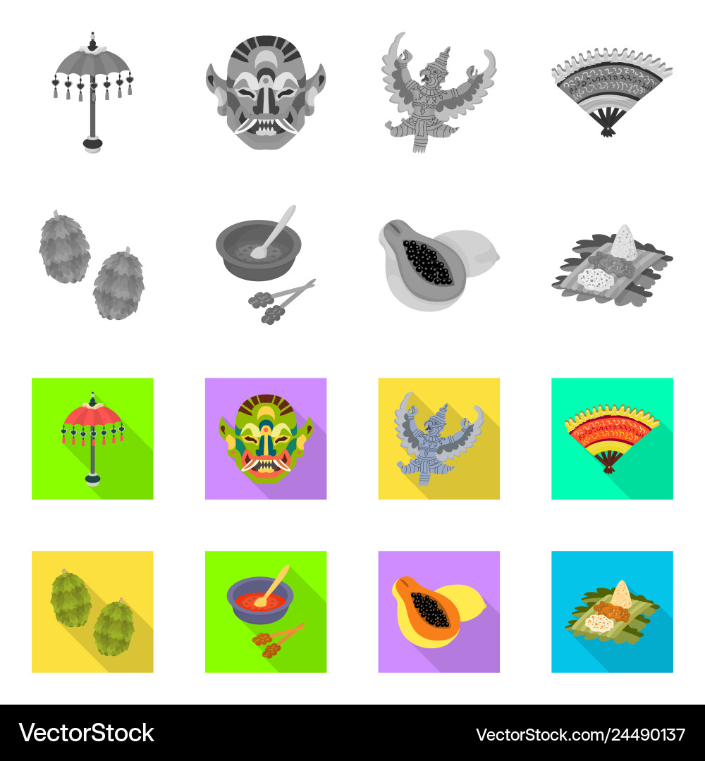 Tropical Icon Set - Bali & Indonesia Vector Image