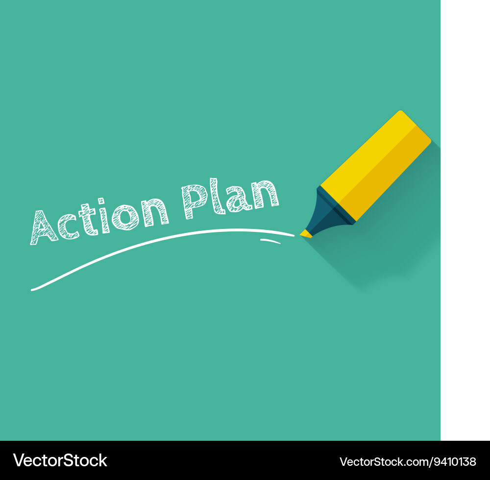 Action plan concept design with yellow pencil Vector Image