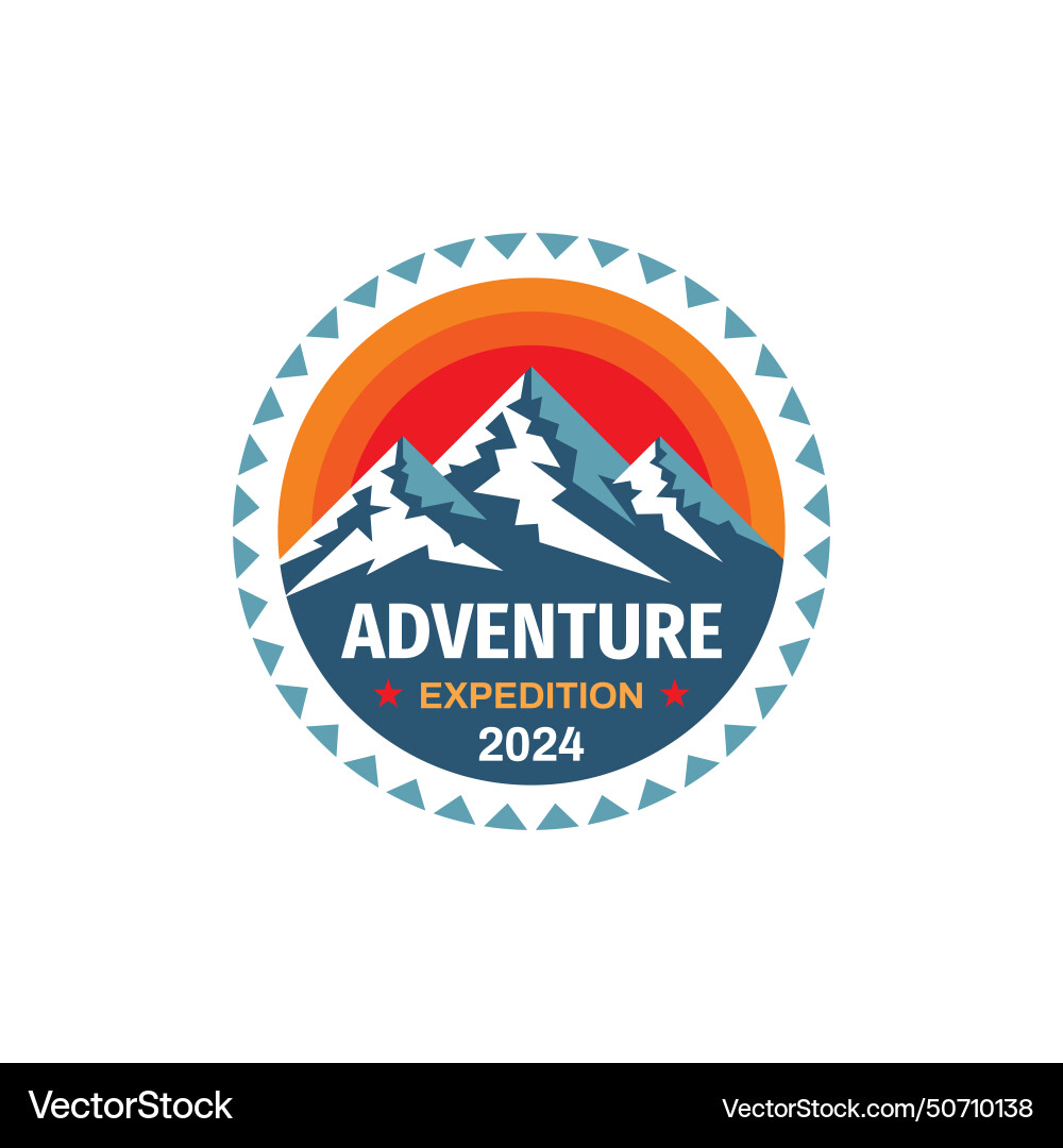 Adventure expedition mountain logo badge graphic Vector Image