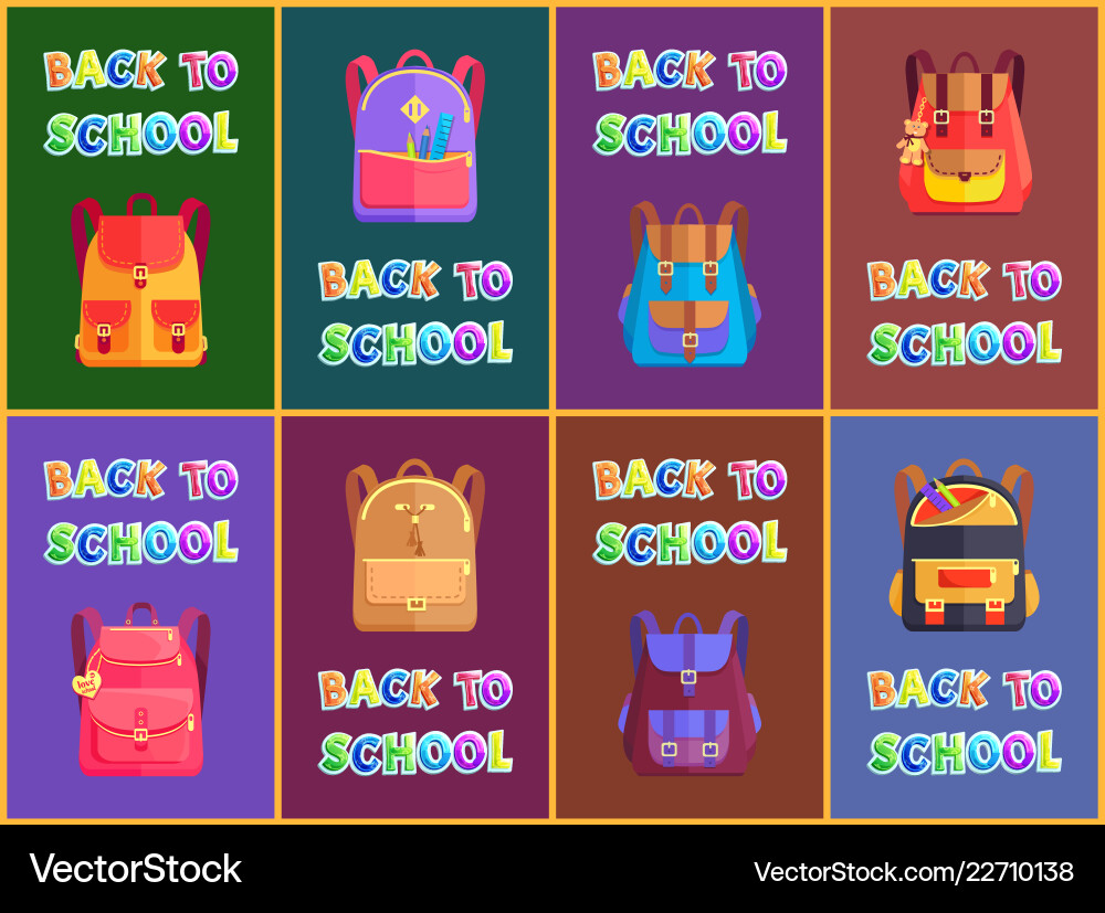 Back to school rucksacks and satchels types poster