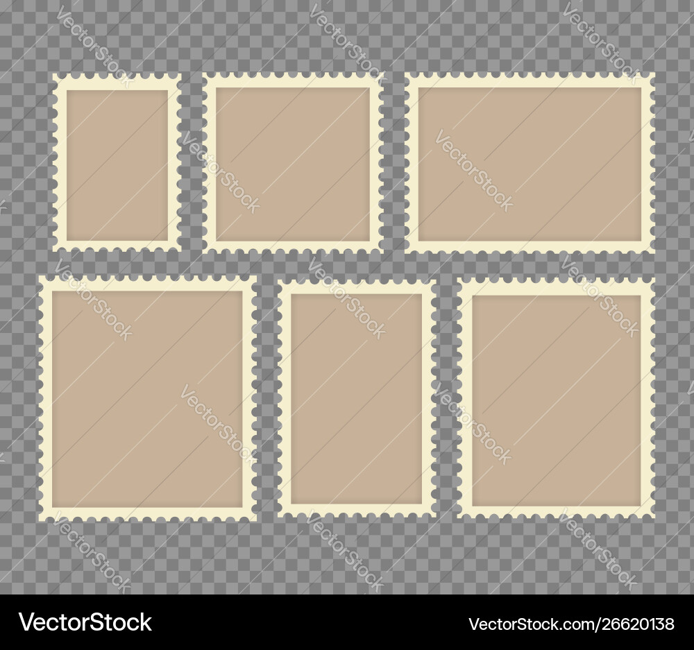 Blank postage stamps frames set isolated Vector Image