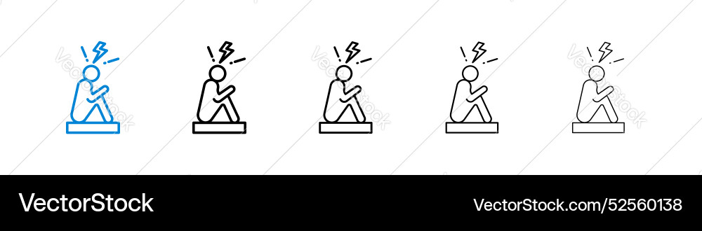 Depression icon set on white background Royalty Free Vector